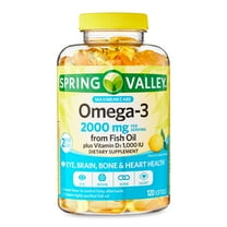 Spring Valley Fish Oil Omege-3 Dietary Supplement Softgels for Heart Health, 1000 mg, 300 Count ...