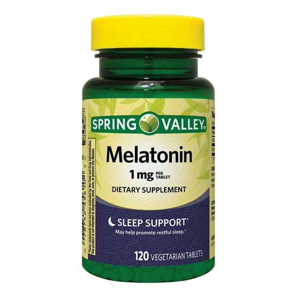 Spring Valley Melatonin Tablets Dietary Supplement, 1 mg, 120 Count ...