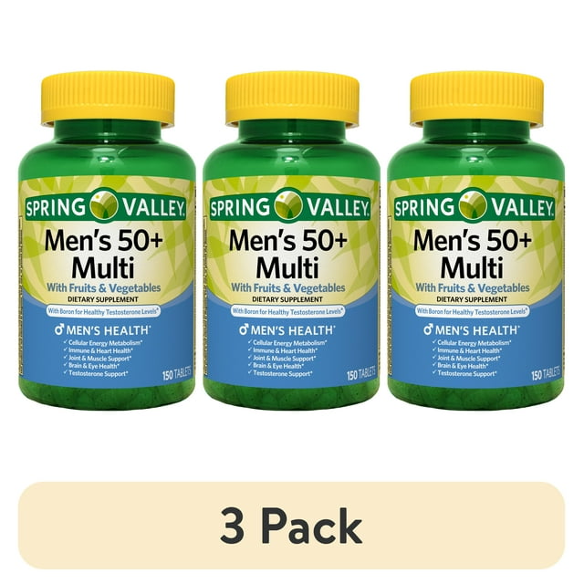 (3 pack) Spring Valley Men's 50+ Multi Tablets, 150 Count - Walmart.com