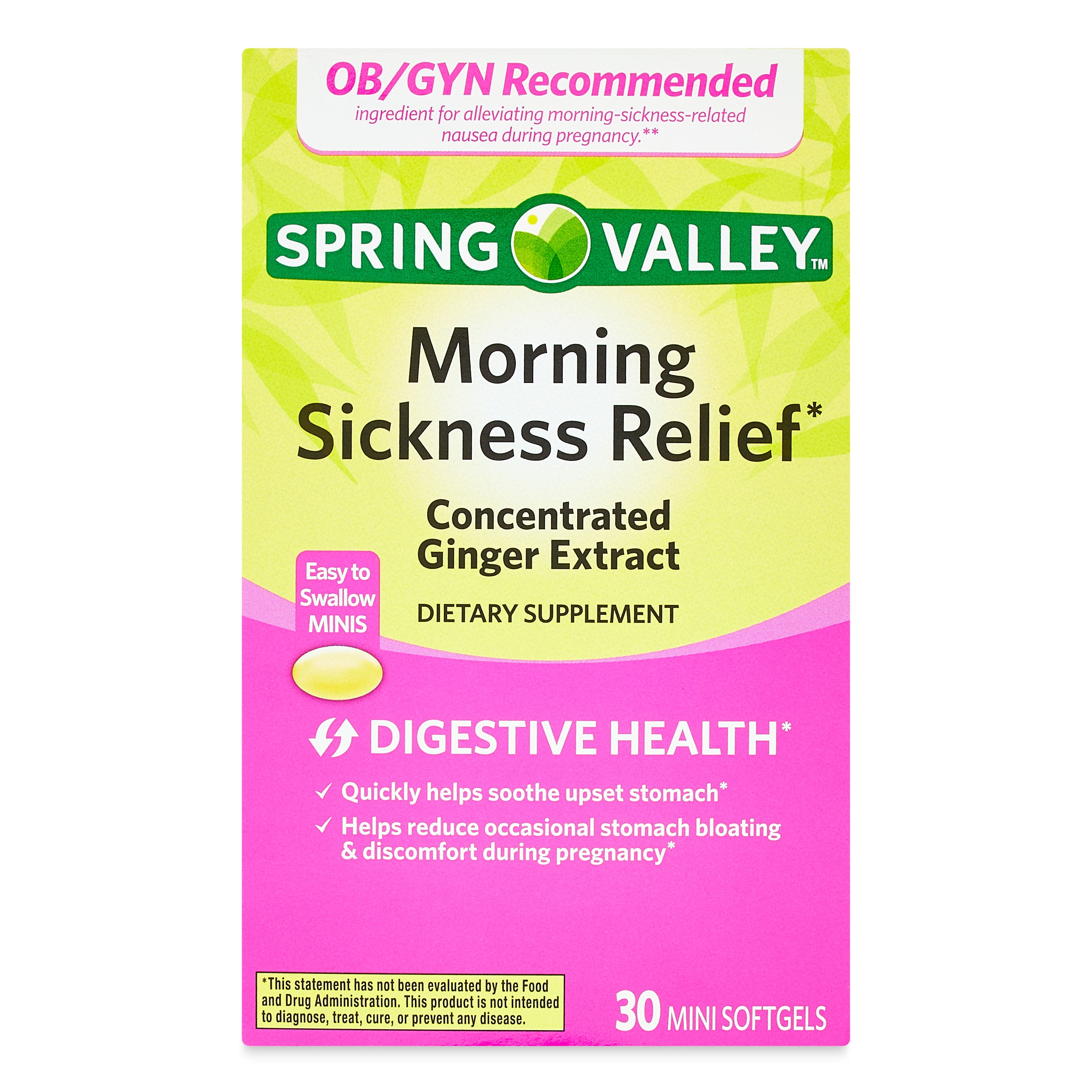 Spring Valley Morning Sickness Relief Dietary Supplement Softgels, 30 ...