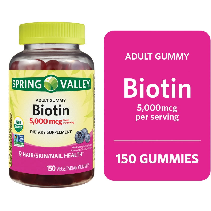 Spring Valley Non GMO Biotin Vegetarian Gummies, Blueberry Flavor ...