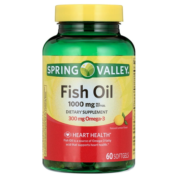 Spring Valley Omega-3 Fish Oil Soft Gels, Heart Health Dietary ...