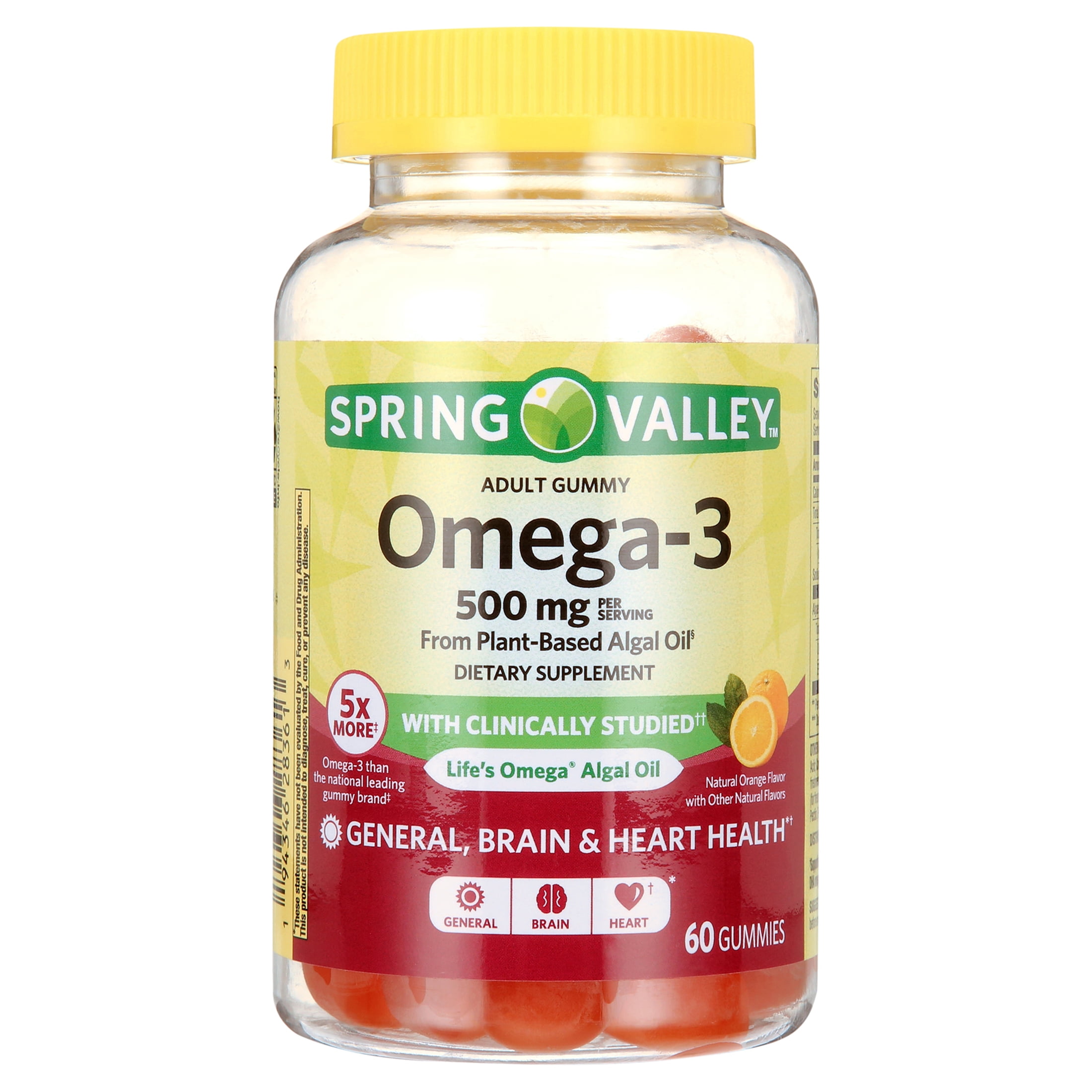 Spring Valley Omega-3 Gummies from Plant-Based Algal Oil for Brain and ...