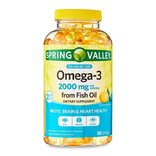 Spring Valley Omega-3 from Fish Oil Maximum Care Softgels, 2000mg, 180 ...