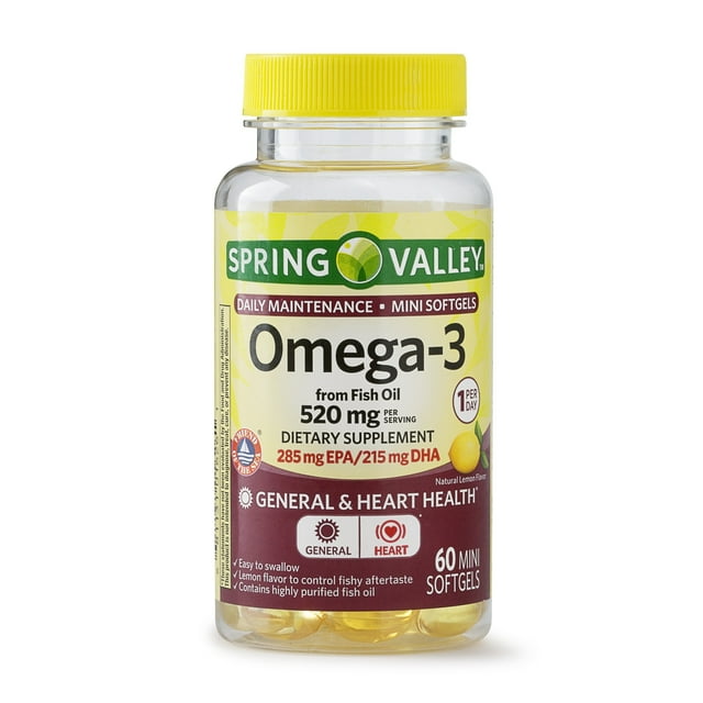 Spring Valley Omega-3 from Fish Oil Mini Softgels, Daily Maintenance ...