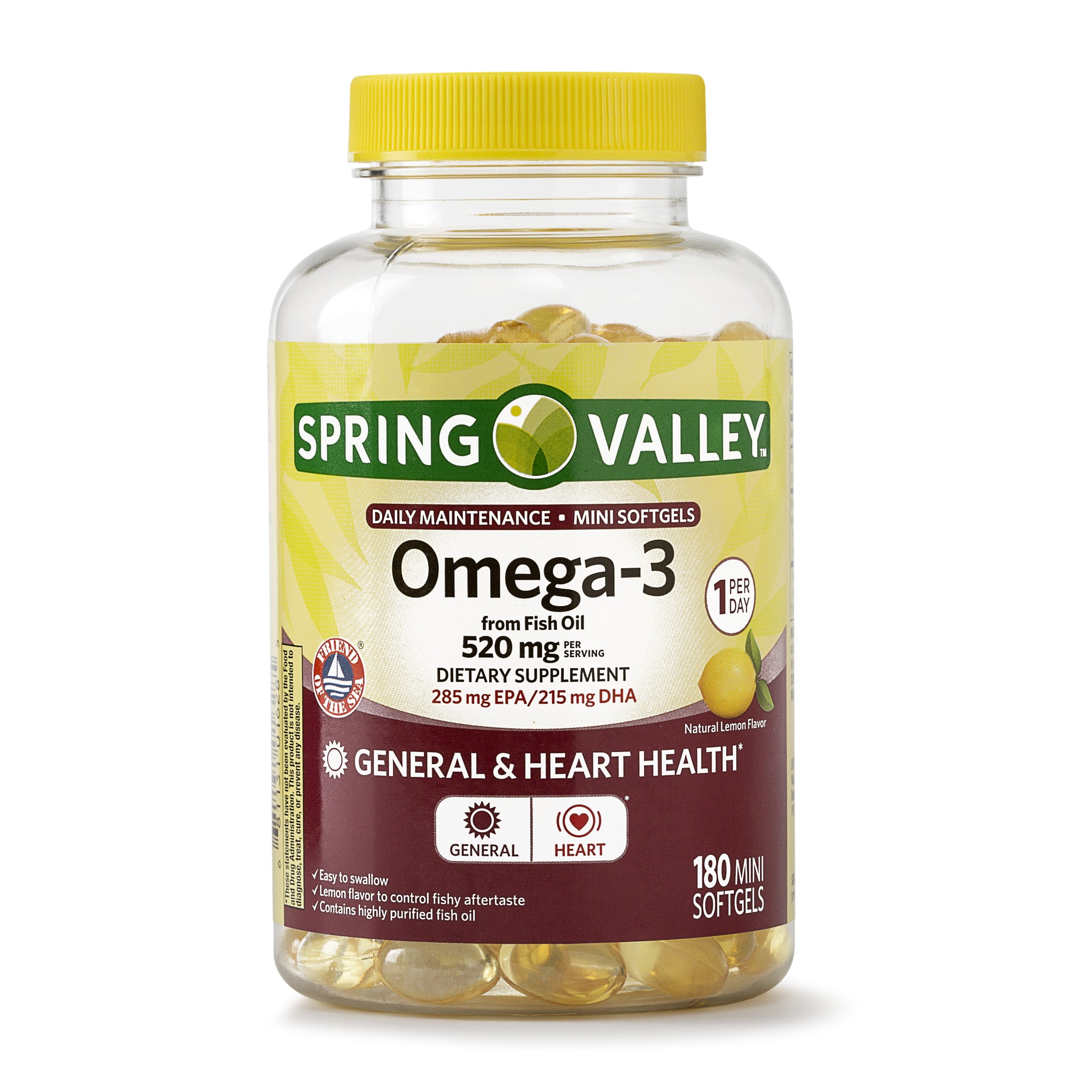 Spring Valley Omega-3 from Fish Oil Mini Softgels, Daily Maintenance ...