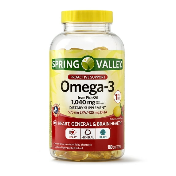 Spring Valley Omega-3 from Fish Oil Softgels, Proactive Health, 1040 Mg ...