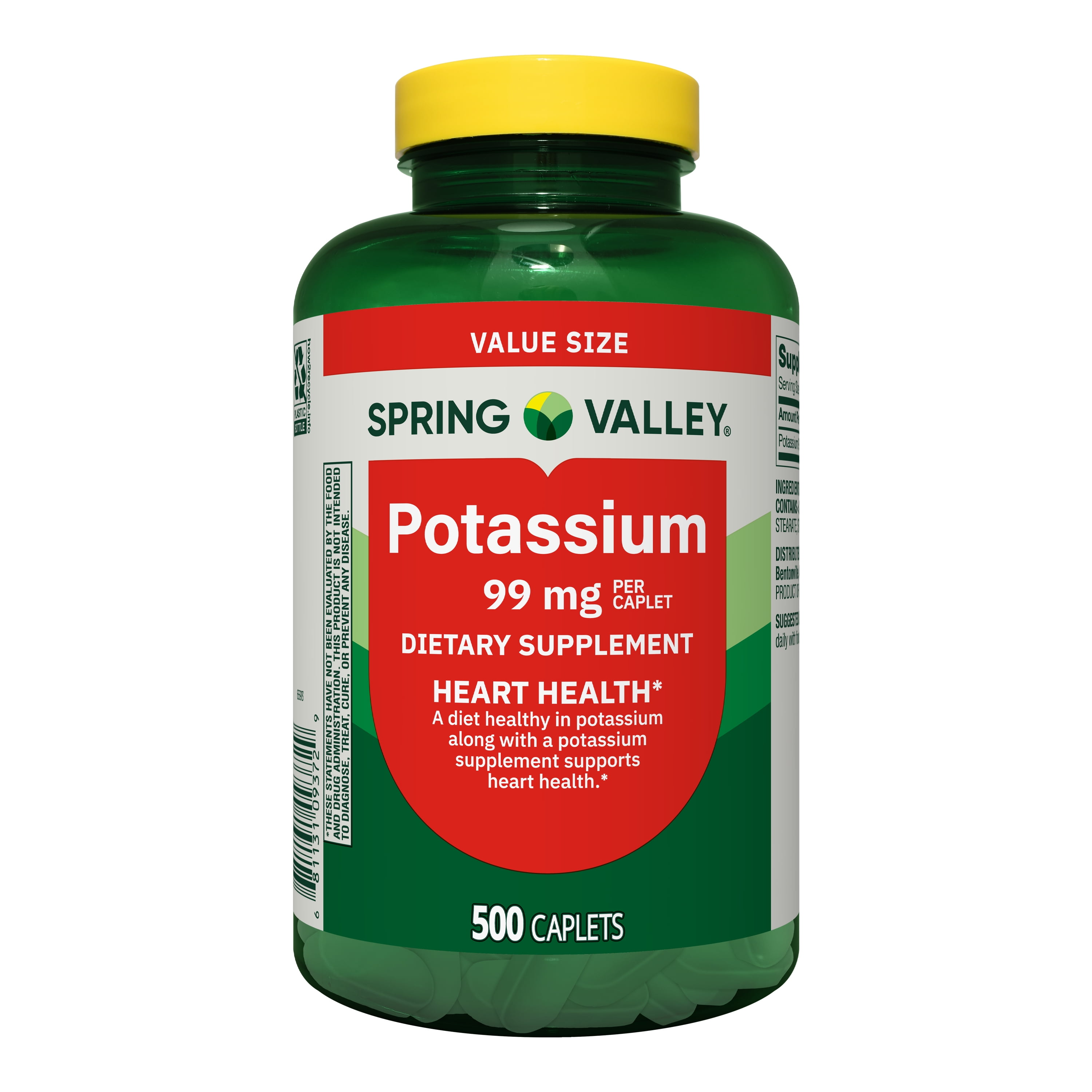 Spring Valley Potassium Caplets Heart Health Dietary Supplement Value ...