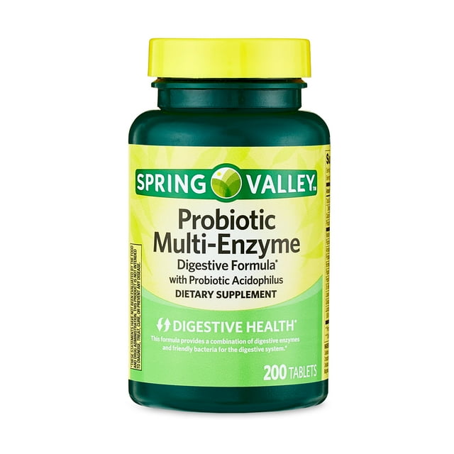 Spring Valley Probiotic Multi-Enzyme Digestive Formula Tablets, 200 ...
