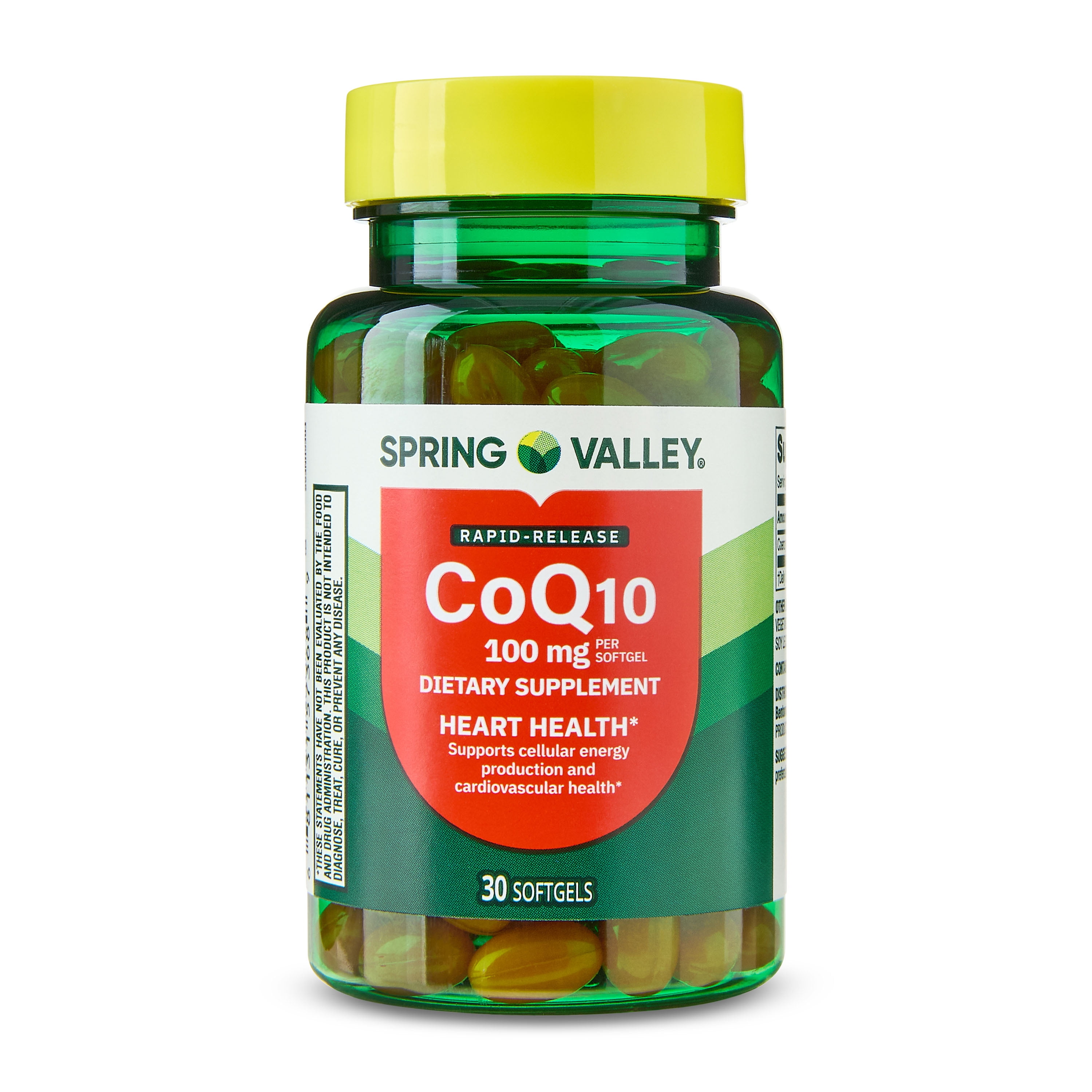 Spring Valley Rapid-Release CoQ10 Heart Health Dietary Supplement Softgels, 100 mg, 30 Count HSA ...