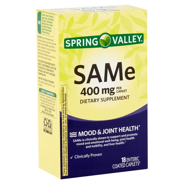 Spring Valley SAMe Enteric Coated Caplets, 400 mg, 18 Count - Walmart ...