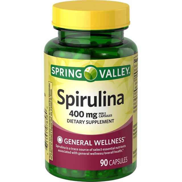 Spring Valley Spirulina Capsules, 400mg, 90 Count - Walmart Business ...