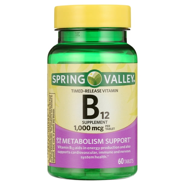 Spring Valley Timed-Release Vitamin B12 Tablets, 1,000 Mcg, 60 Count ...
