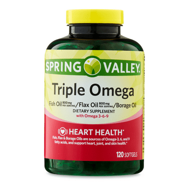 Spring Valley Proactive Support Omega-3 Fish Oil Dietary Supplement Softgels for Heart/General ...