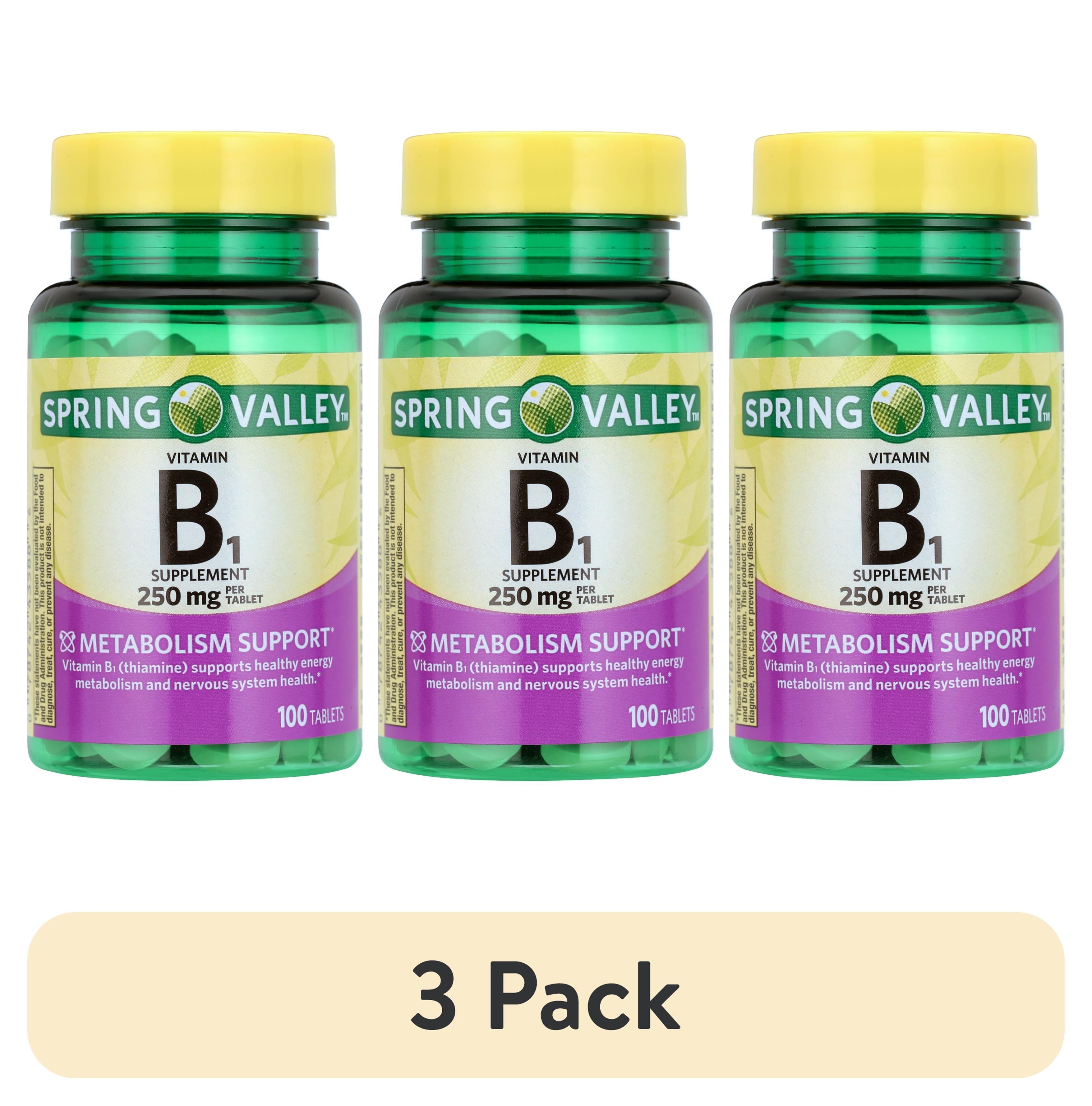 (3 pack) Spring Valley Vitamin B1 Tablets Dietary Supplement, 250 mg ...