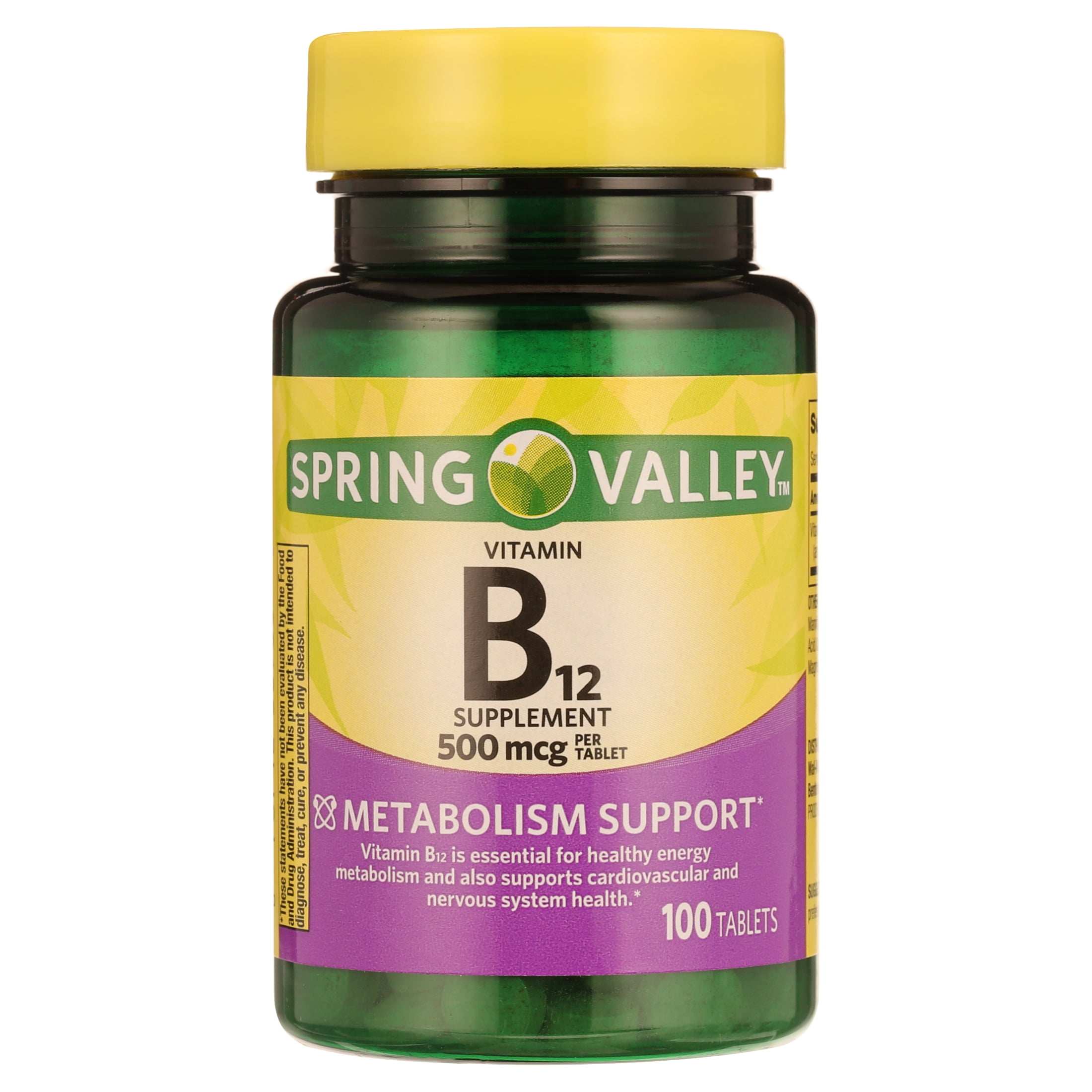Spring Valley Vitamin B12 Tablets, 500 mcg, 100 Count - Walmart.com