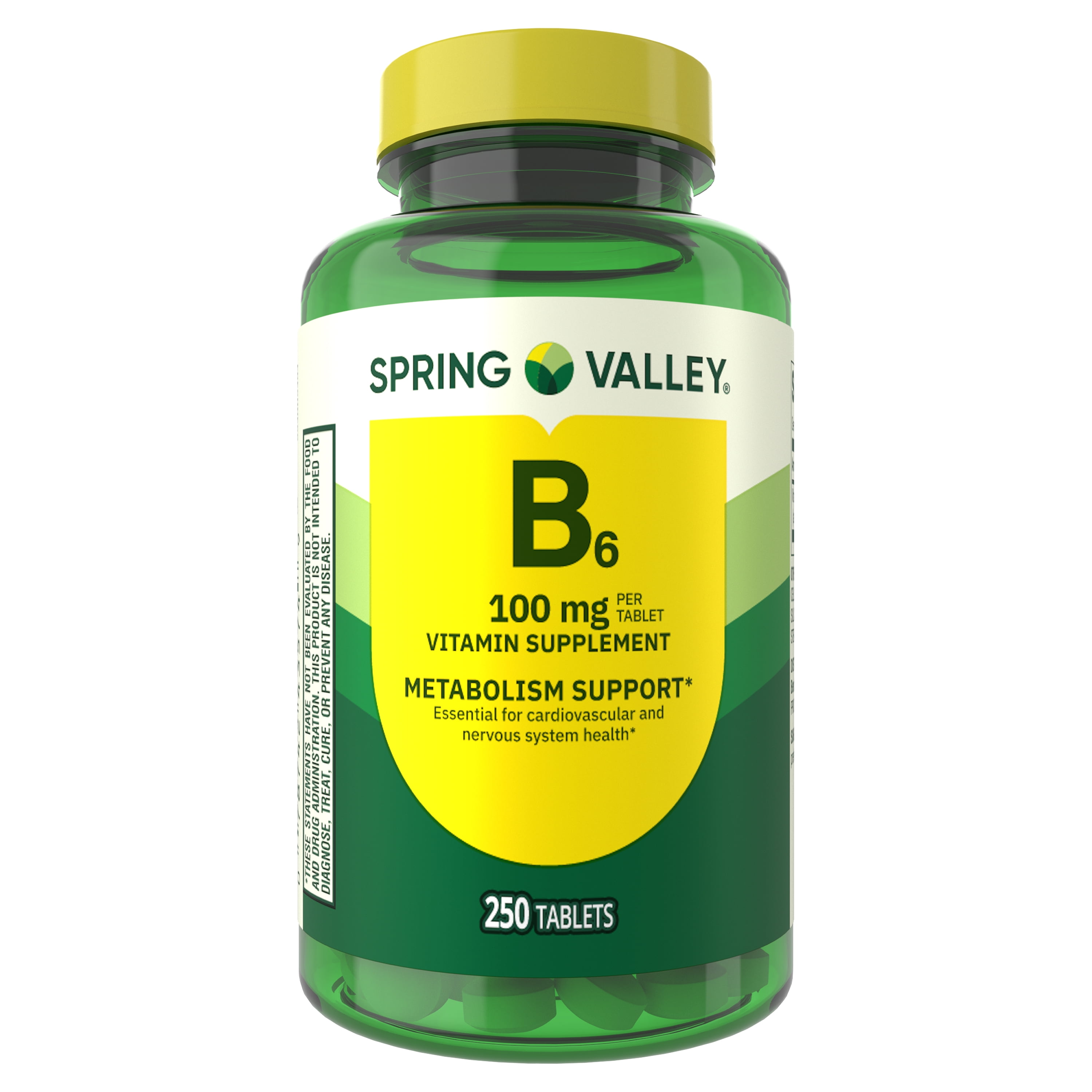 Spring Valley Vitamin B6 Supplement Tablets for Metabolism Support, 100 ...