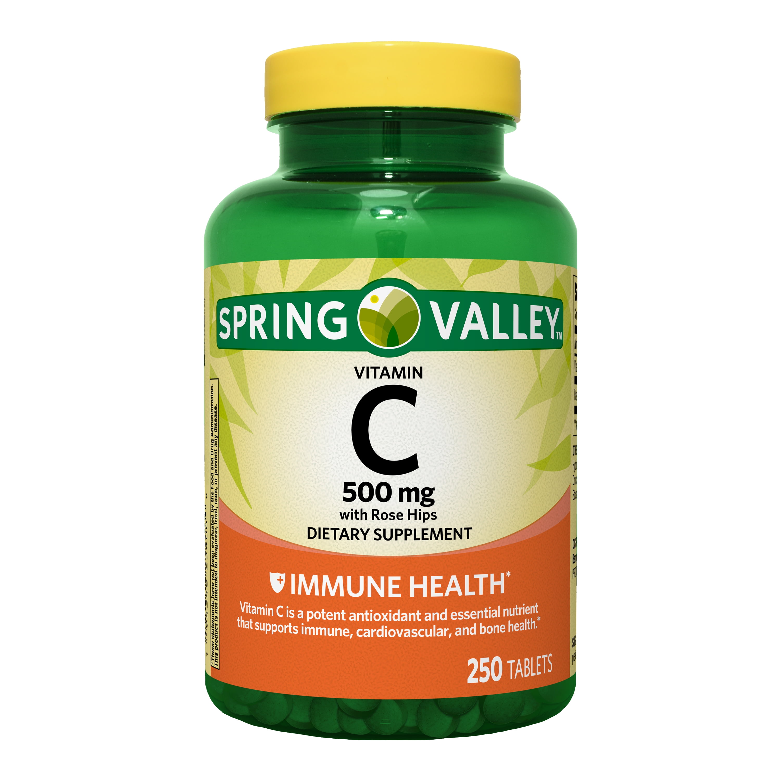 Spring Valley Vitamin C Supplement with Rose Hips Tablets, 500 mg, 250 ...