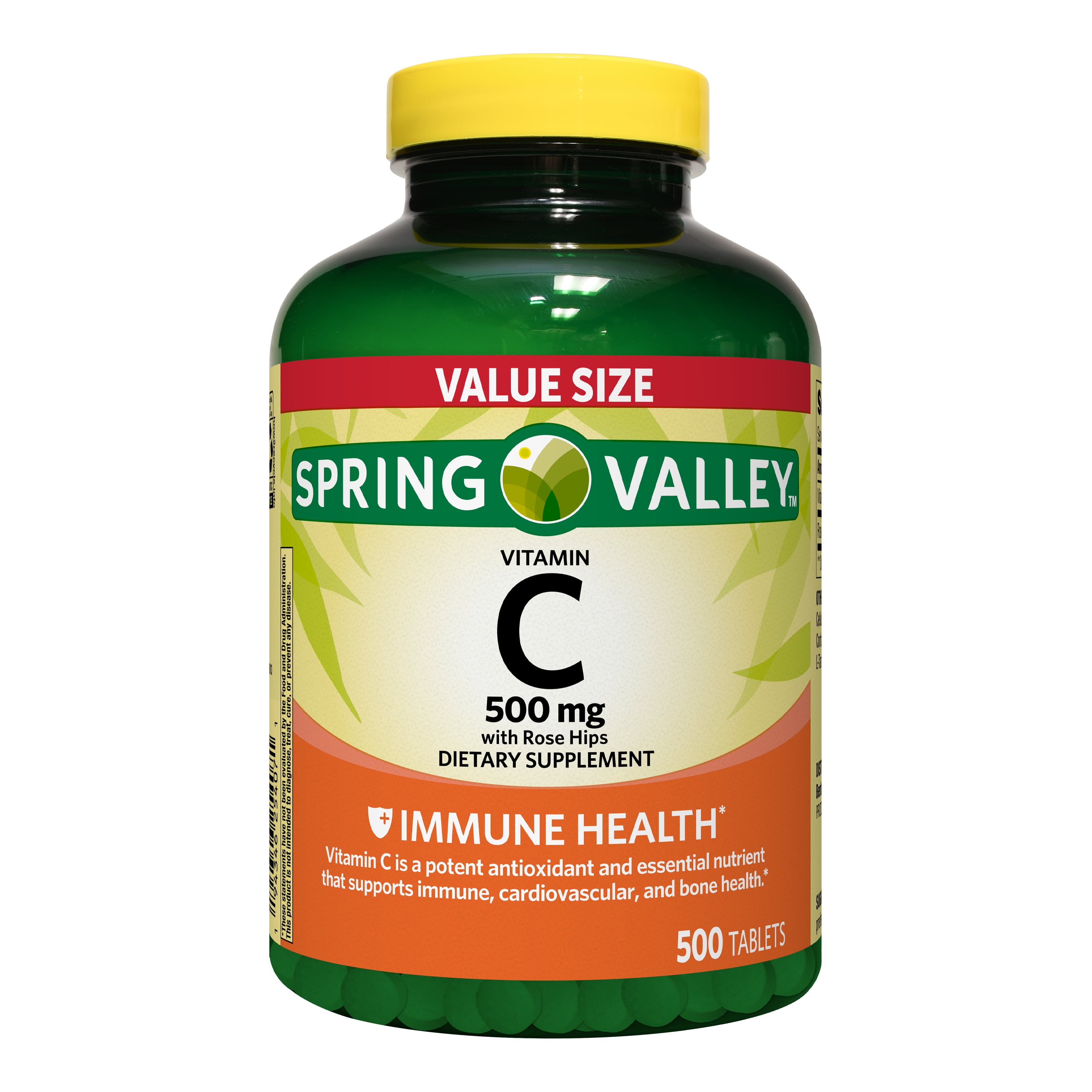 Spring Valley Vitamin C Supplement with Rose Hips Tablets, 500 mg, 500 ...