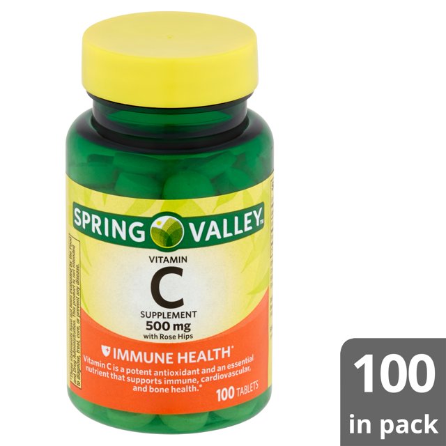 Spring Valley Vitamin C with Rose Hips Supplement, 500 mg, 100 Tablets ...