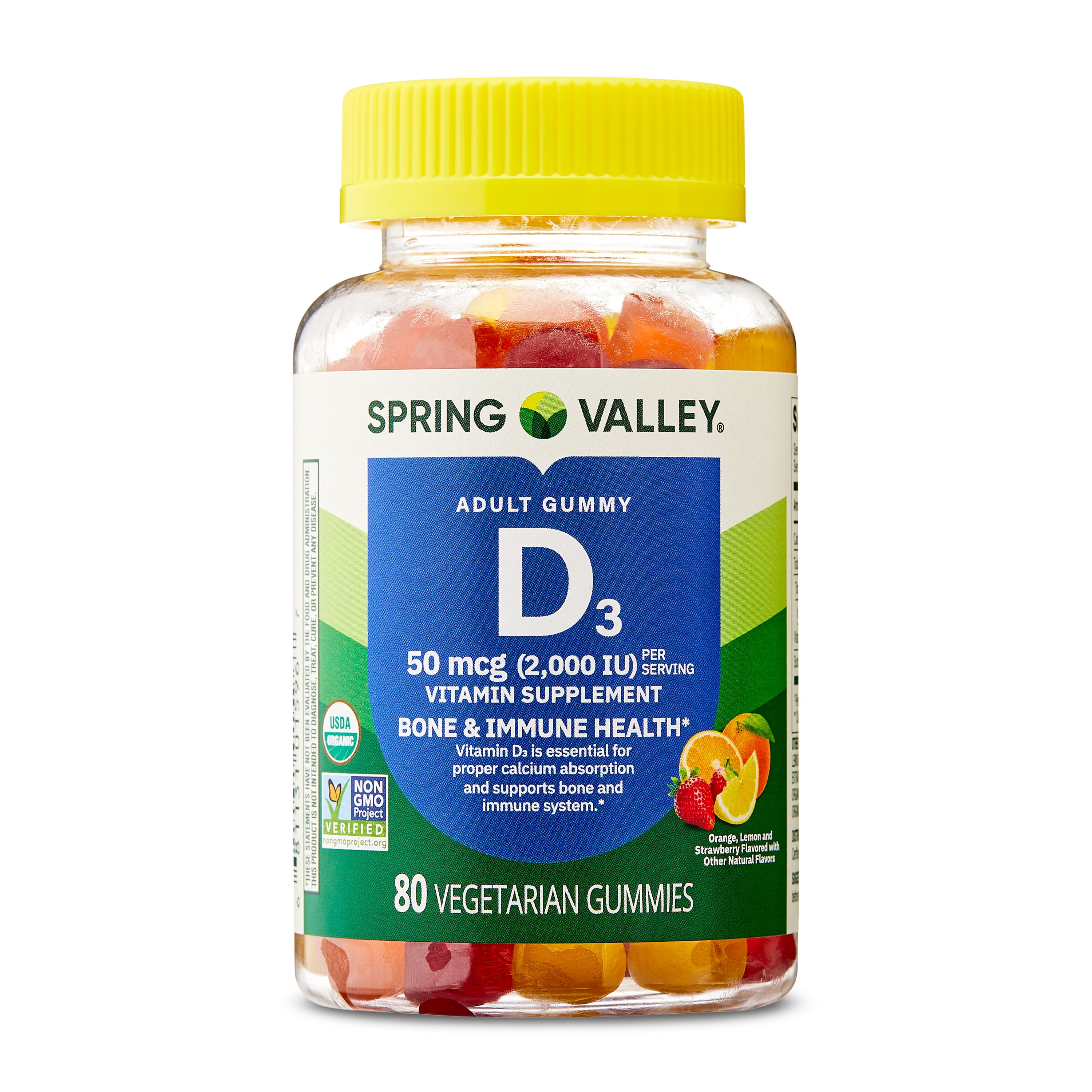 Spring Valley Vitamin D3 Gummies, 50 mcg (2000 IU), 80 Count ...