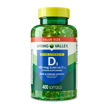 Spring Valley Vitamin D3 Softgels, 25 mcg (1000 IU), 450 Count ...
