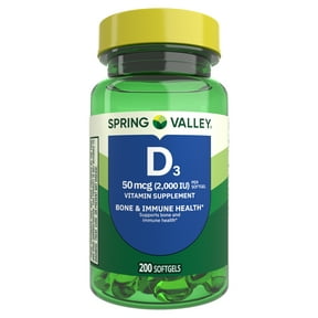 Spring Valley Vitamin D3 Softgels, 25 mcg (1000 IU), 450 Count ...