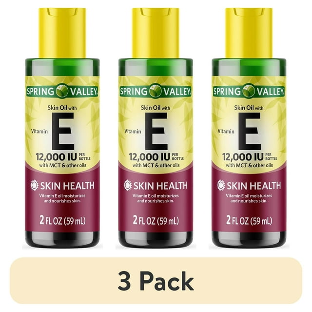 (3 pack) Spring Valley Vitamin E Oil with Keratin for Skin Care, 12000 ...