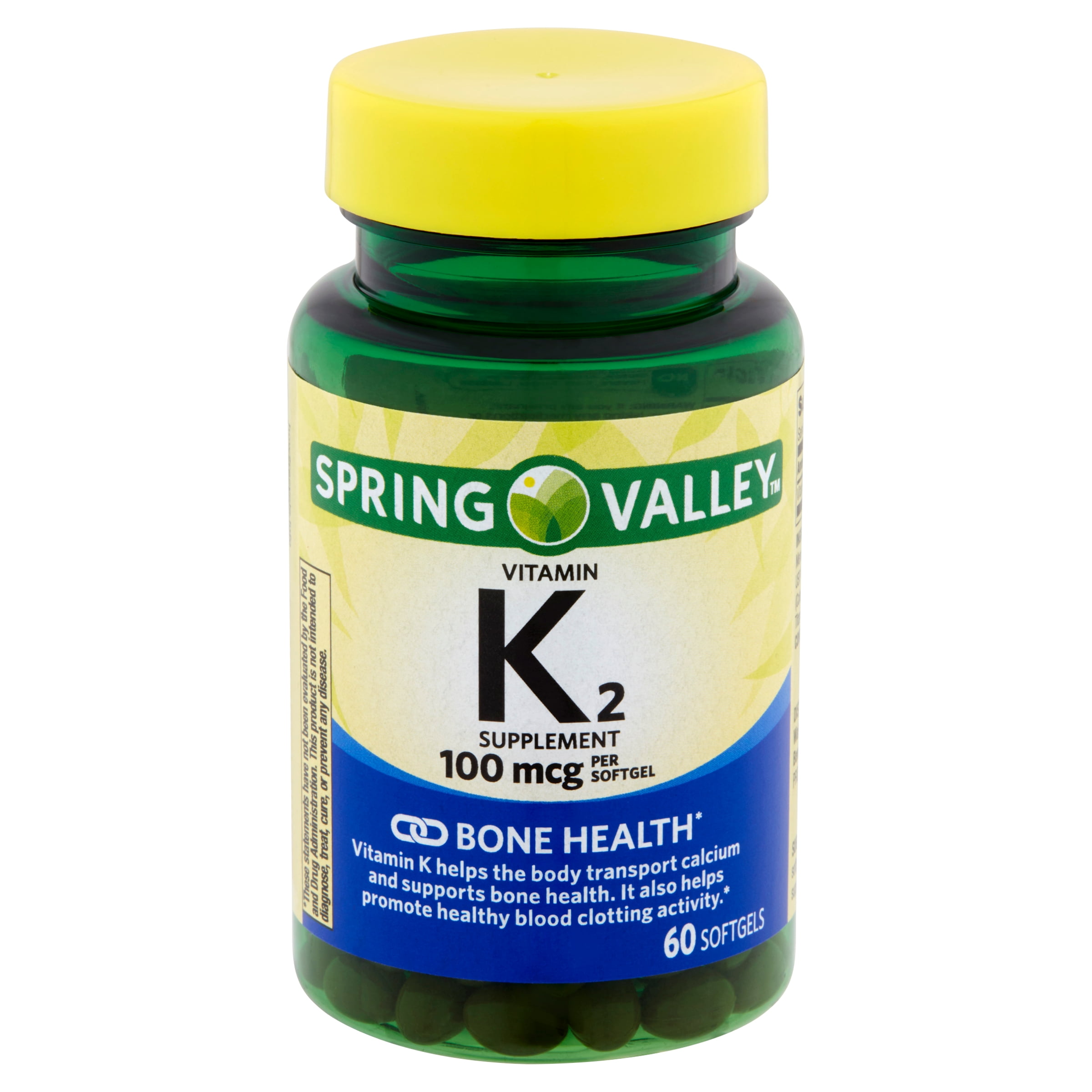 Spring Valley Vitamin K2 Softgels, 100 mcg, 60 Count HSA/FSA Eligible ...