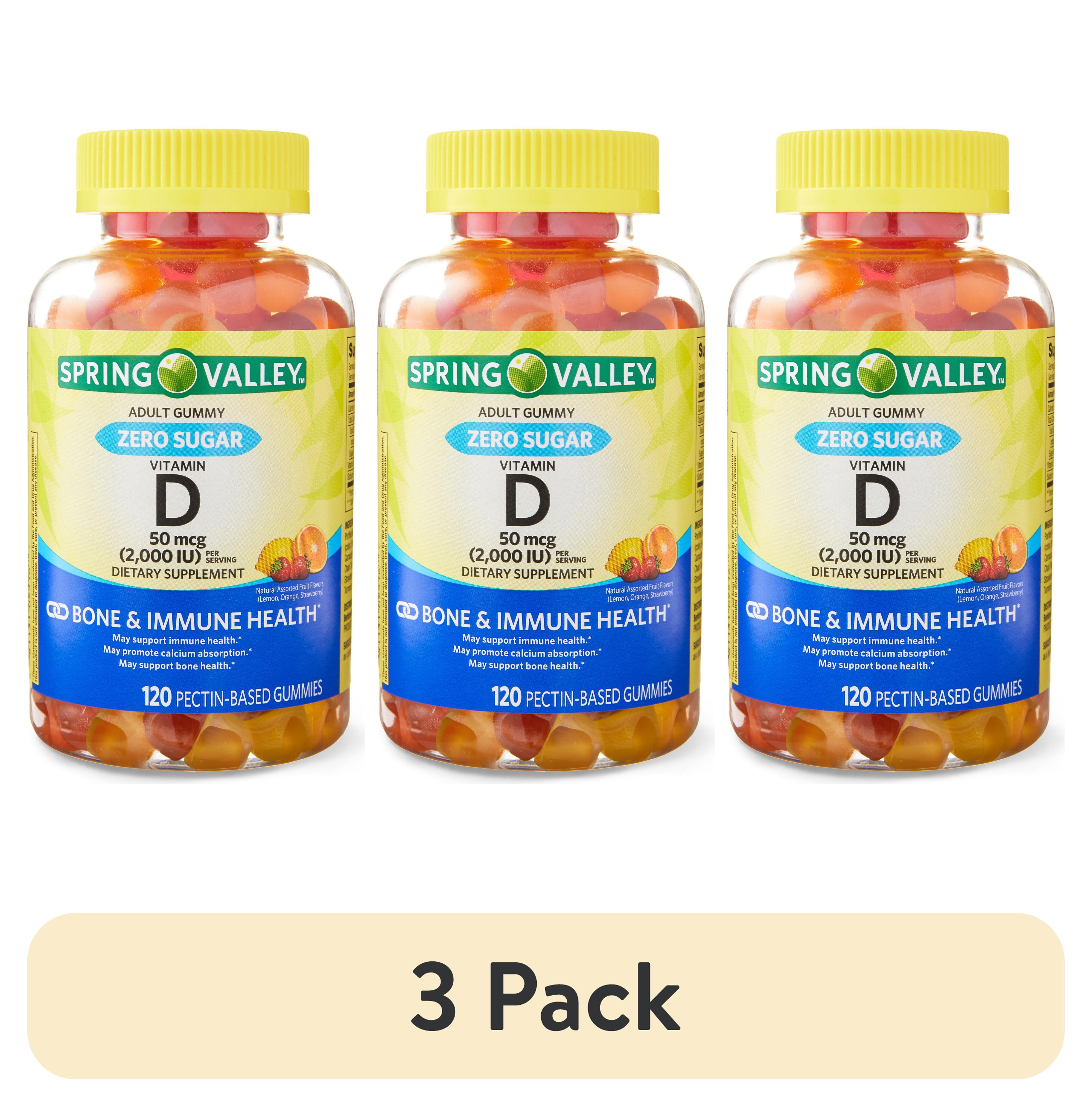 (3 pack) Spring Valley Zero Sugar Vitamin D Dietary Supplement Gummies ...