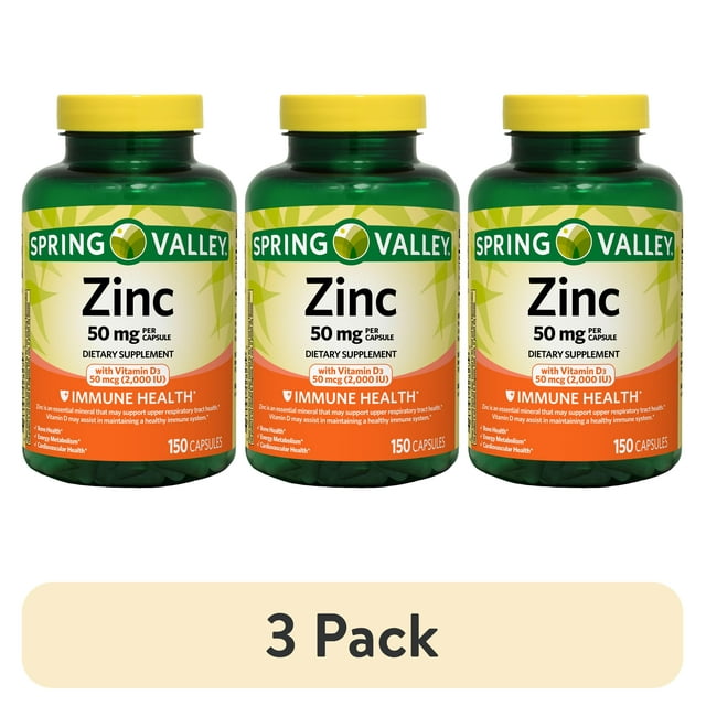 (3 pack) Spring Valley Zinc with Vitamin D Immune Health Capsules ...