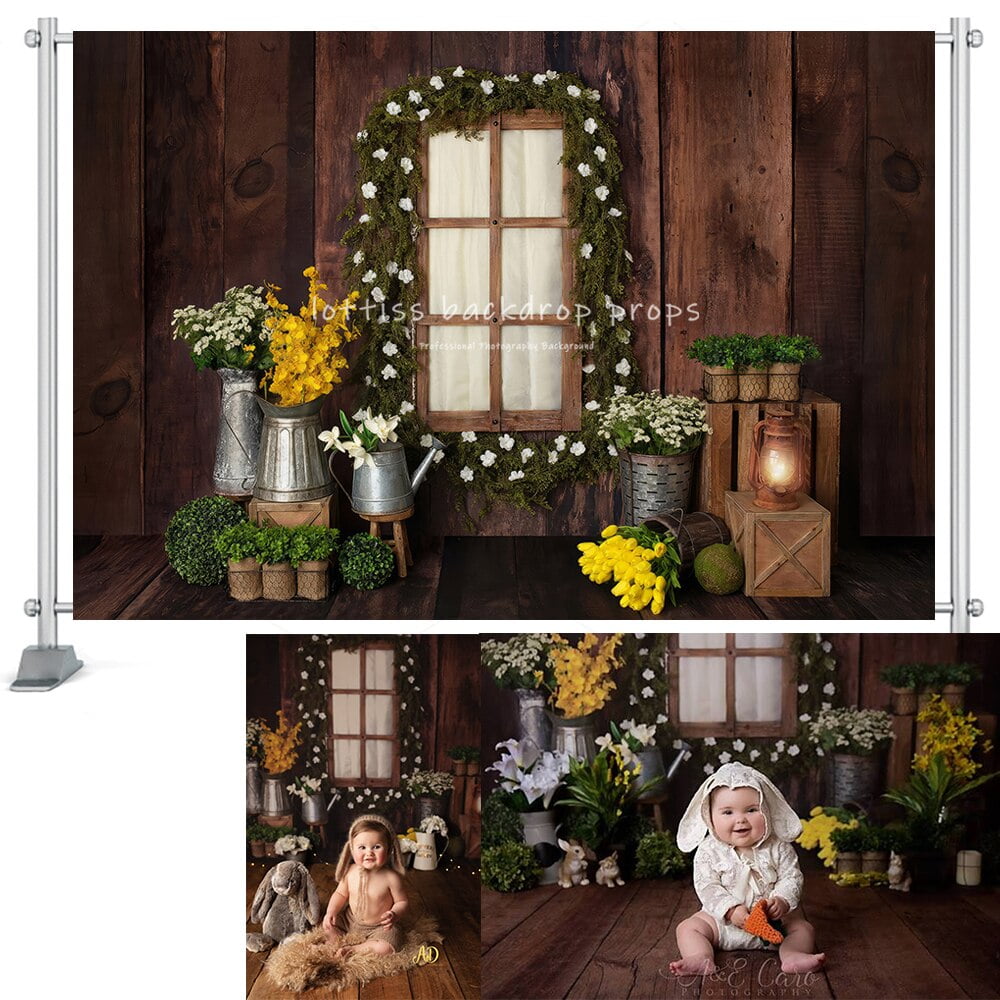 Spring View Window Backdrops Kids Baby Cake Smash Birthday Photocall ...