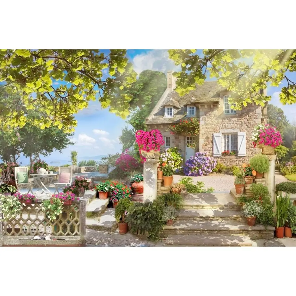 Spring Village Rural Town Backdrops Photography Floral Park Gard ...