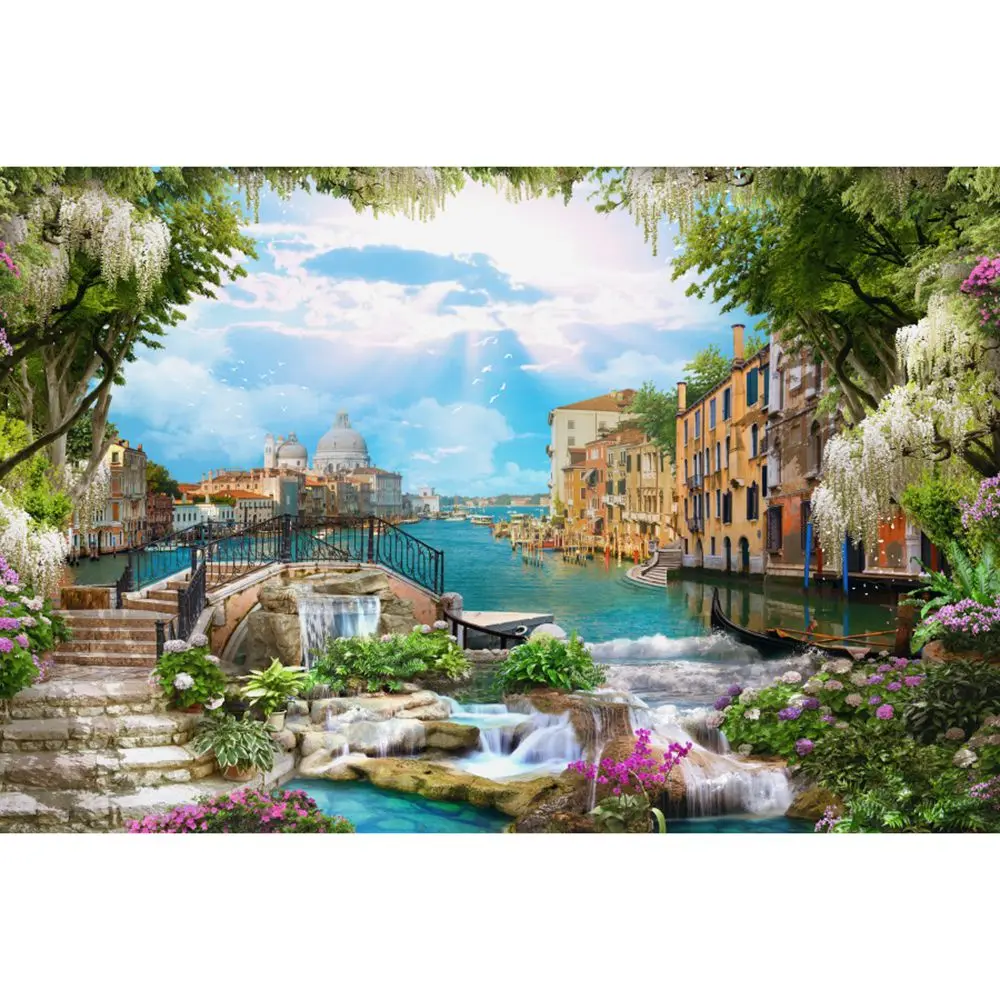 Spring Village Rural Town Backdrops Photography Floral Park Gard ...