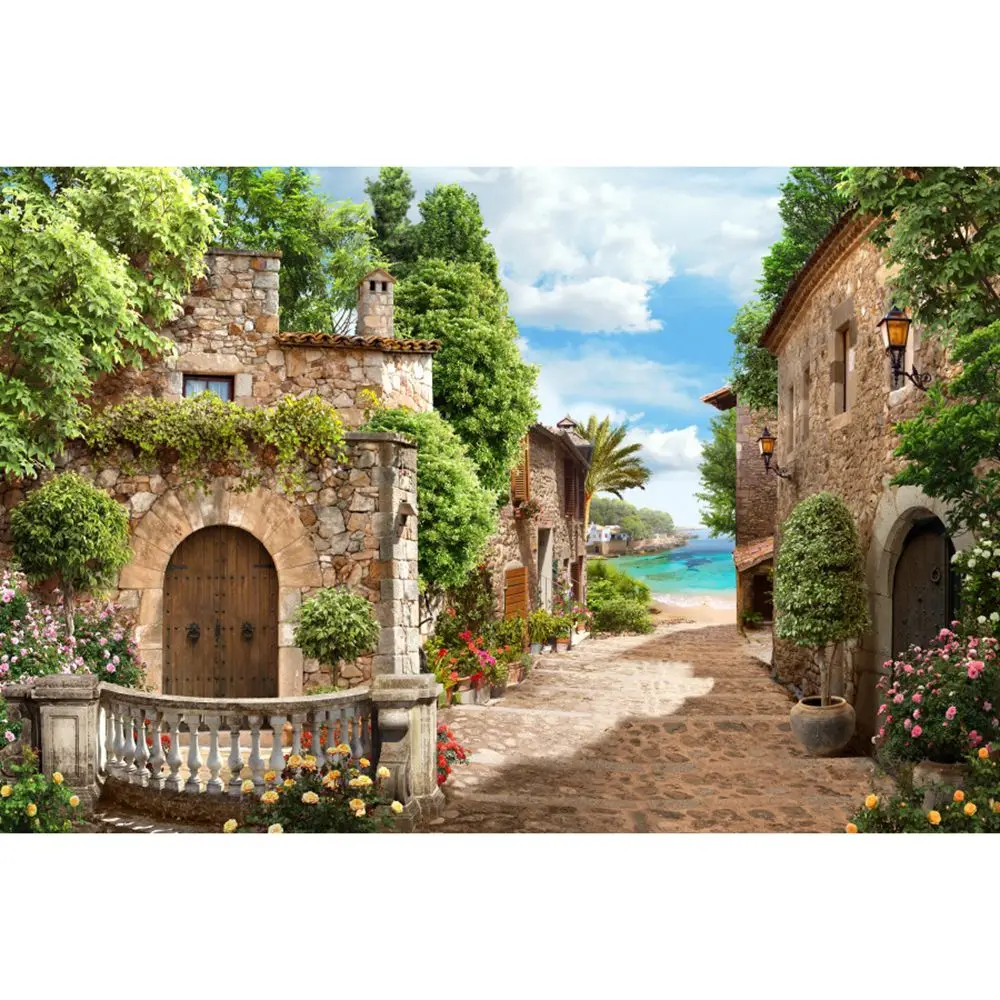 Spring Village Rural Town Backdrops Photography Floral Park Gard ...