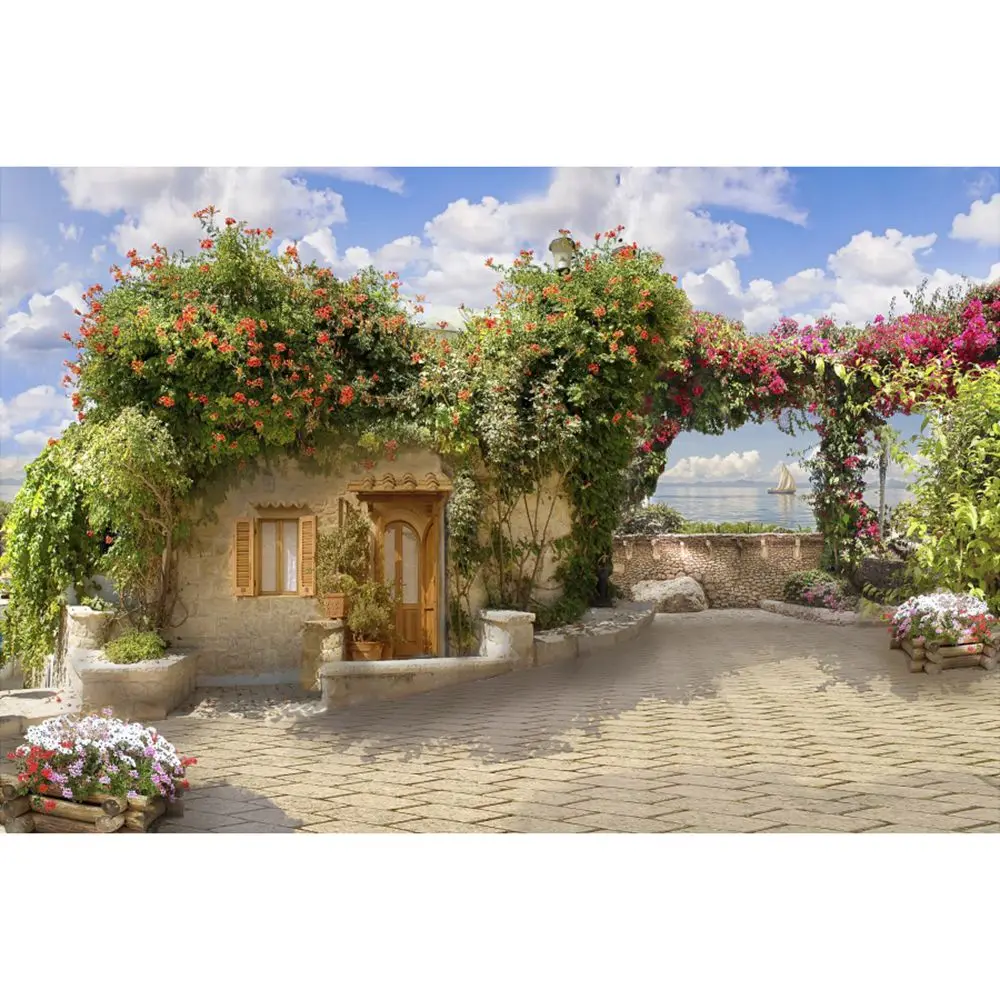 Spring Village Rural Town Backdrops Photography Floral Park Gard ...