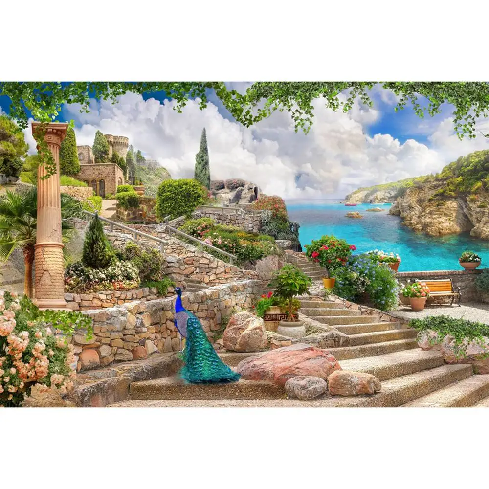 Spring Village Rural Town Backdrops Photography Floral Park Gard ...