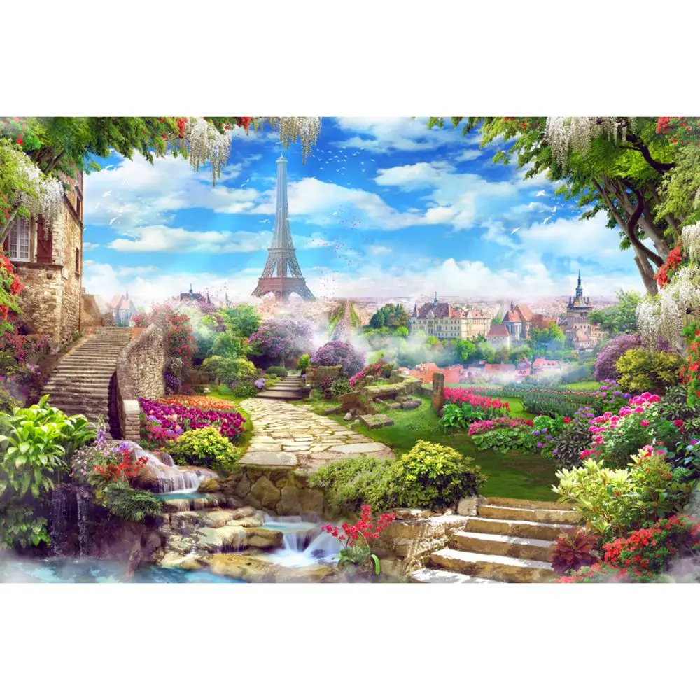 Spring Village Rural Town Backdrops Photography Floral Park Gard ...