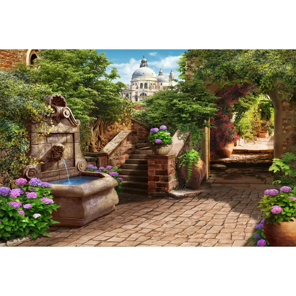 Spring Village Rural Town Backdrops Photography Floral Park Gard ...