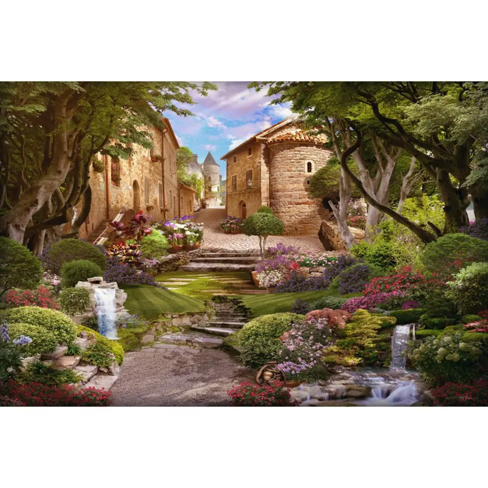 Spring Village Rural Town Backdrops Photography Floral Park Gard ...