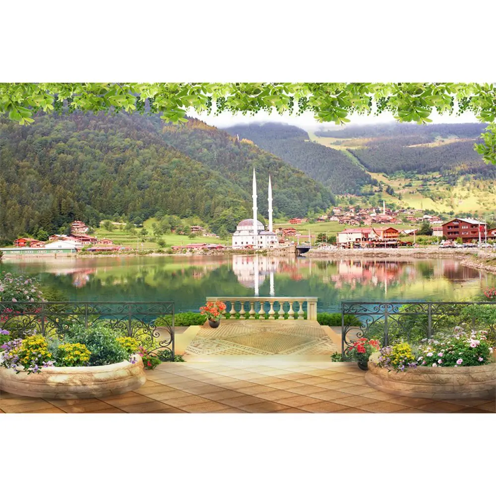 Spring Village Rural Town Backdrops Photography Floral Park Gard ...