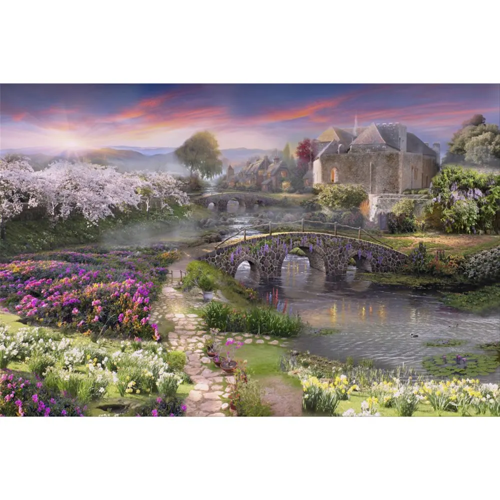Spring Village Rural Town Backdrops Photography Floral Park Gard ...