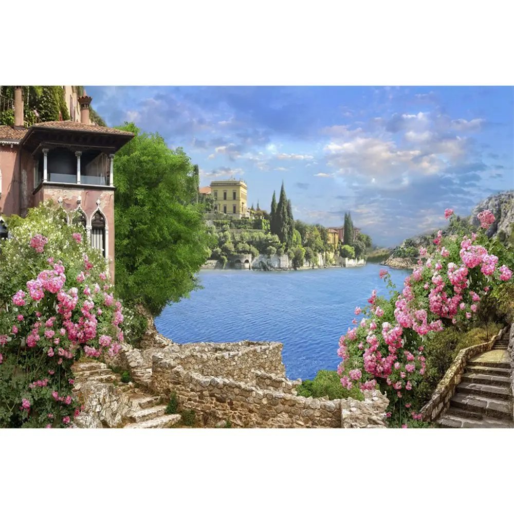 Spring Village Rural Town Backdrops Photography Floral Park Gard ...