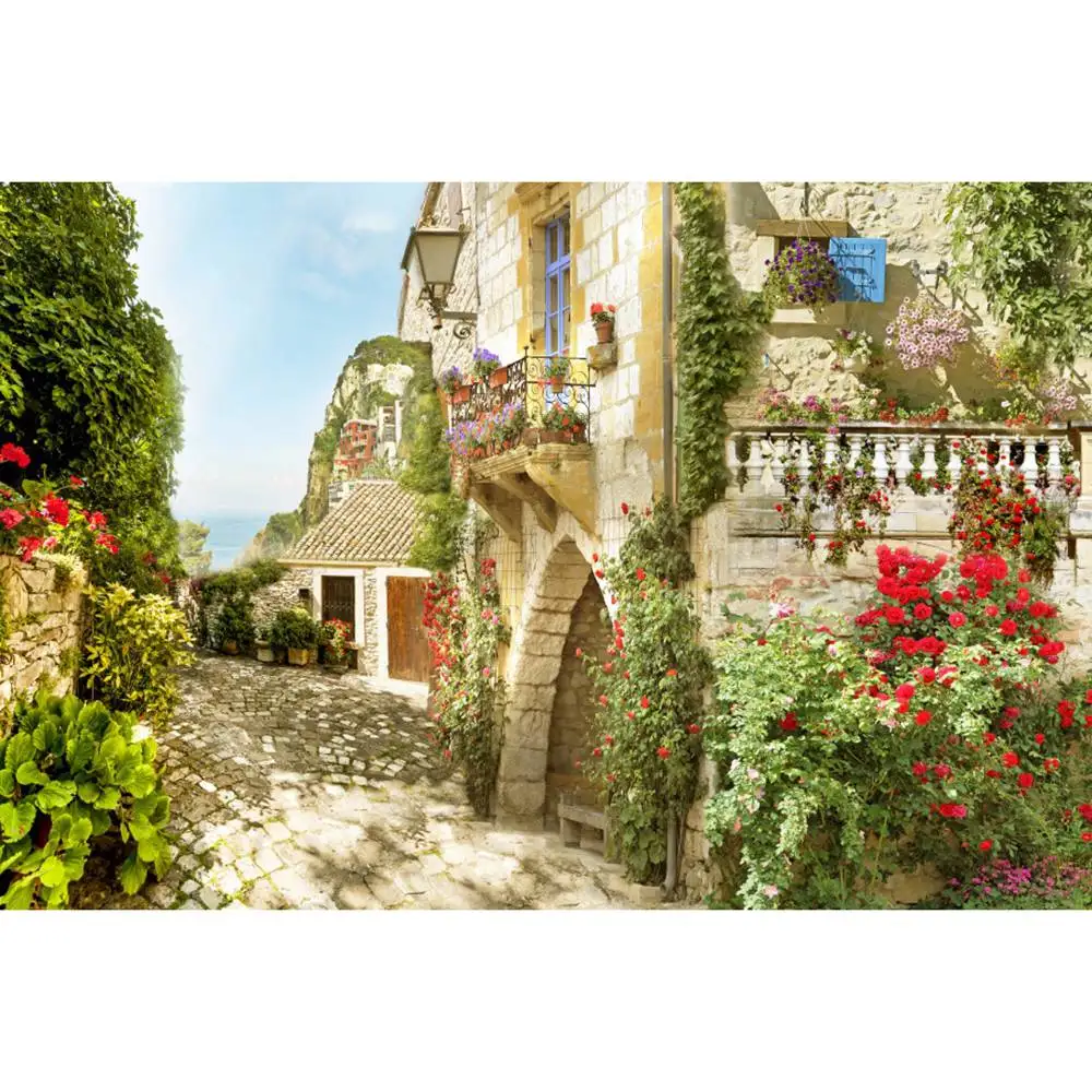 Spring Village Rural Town Backdrops Photography Floral Park Gard ...