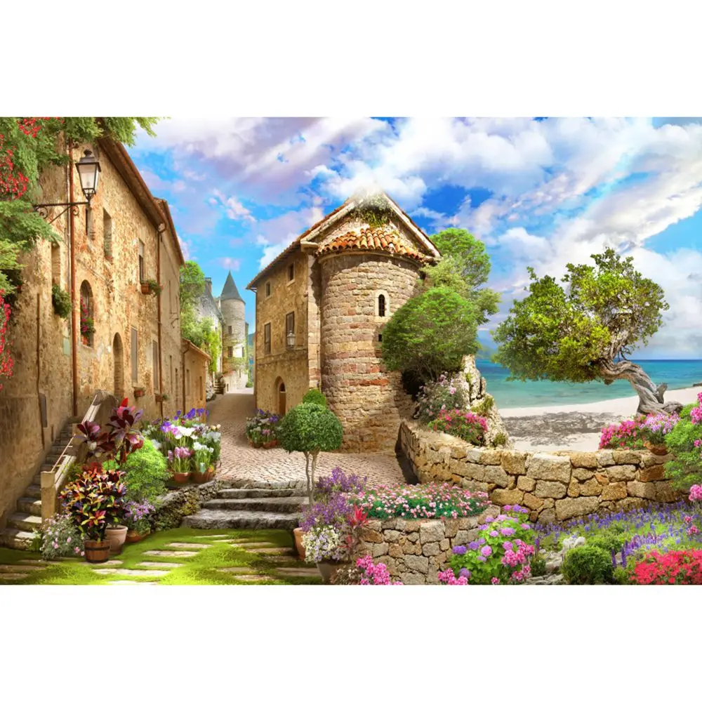 Spring Village Rural Town Backdrops Photography Floral Park Gard ...