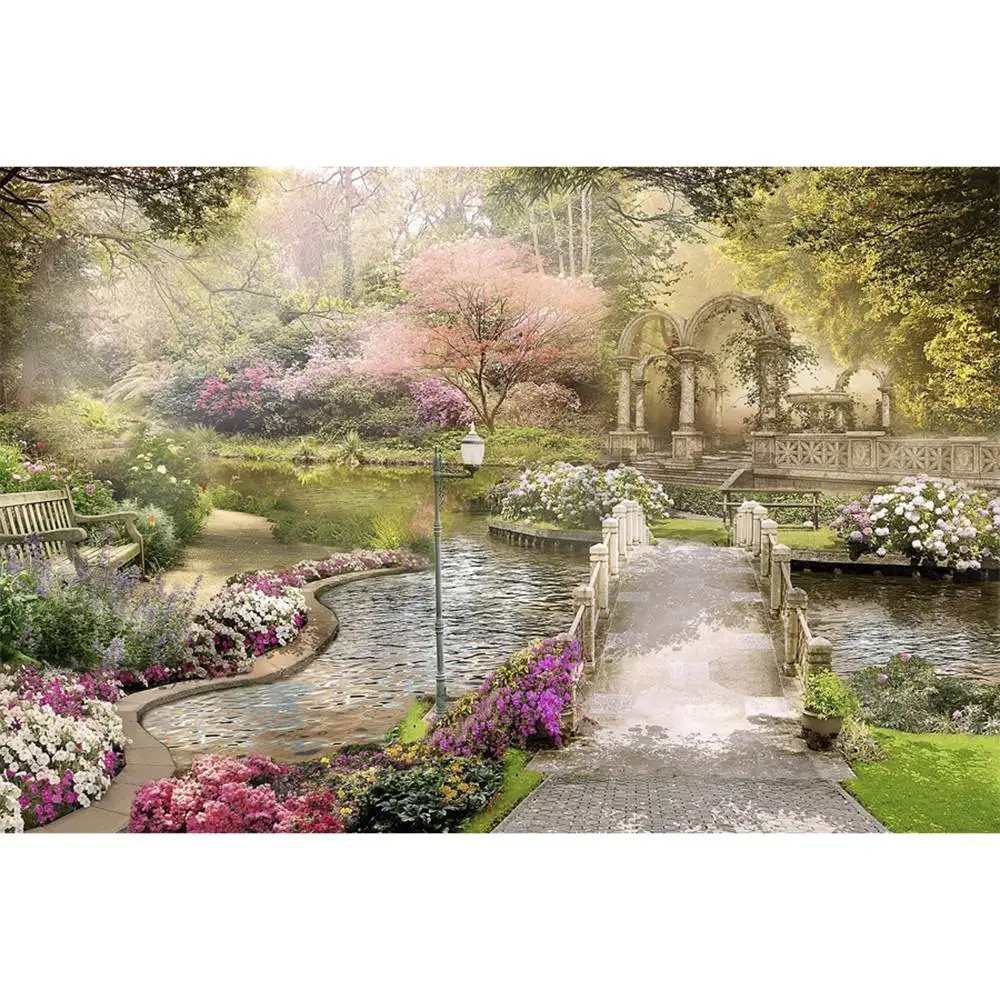 Spring Village Rural Town Backdrops Photography Floral Park Gard ...