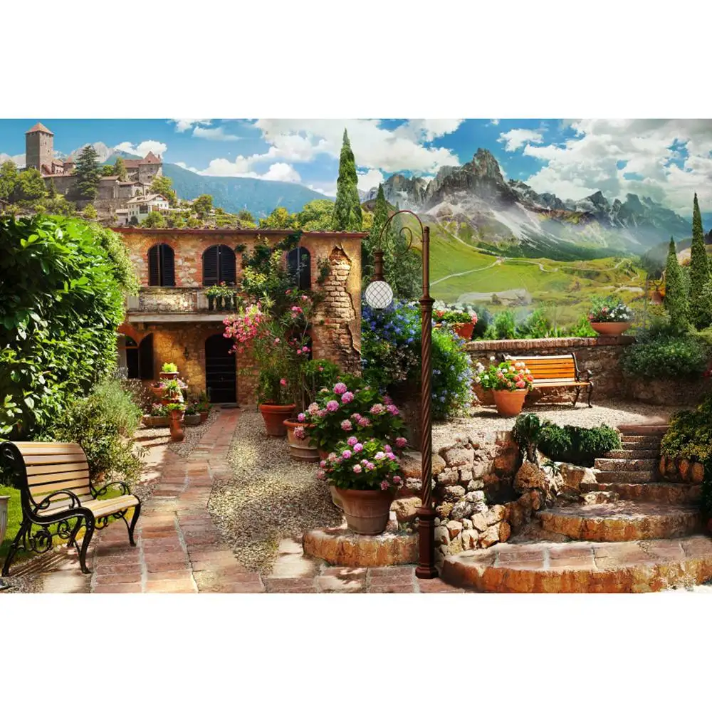 Spring Village Rural Town Backdrops Photography Floral Park Gard ...