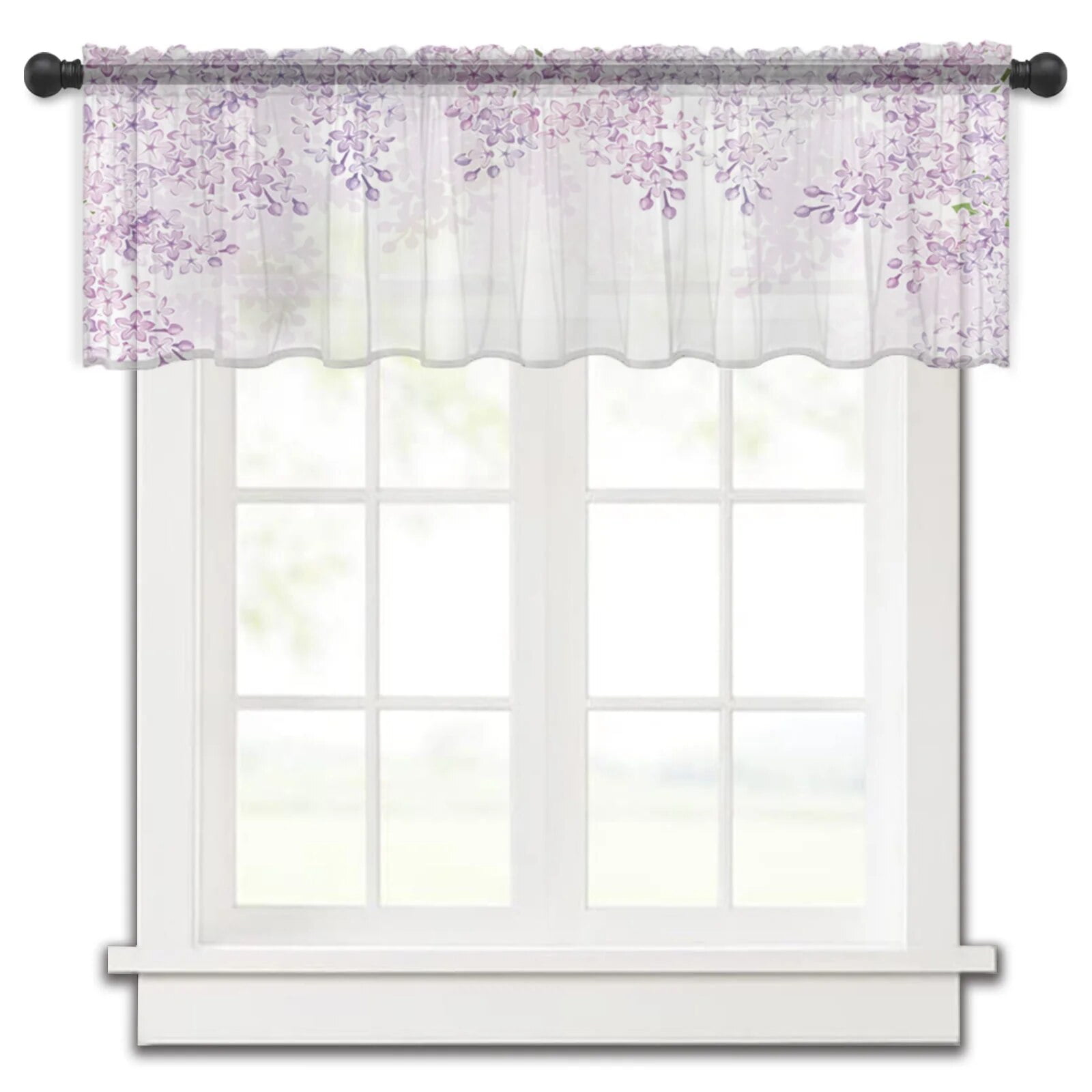 Spring Vineman Flowers Kitchen Small Window Curtain Tulle Sheer Short ...