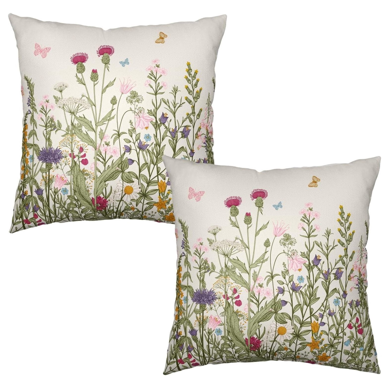 Spring Vintage Floral Pillow Covers 18x18 Set of 2 Sage Green ...