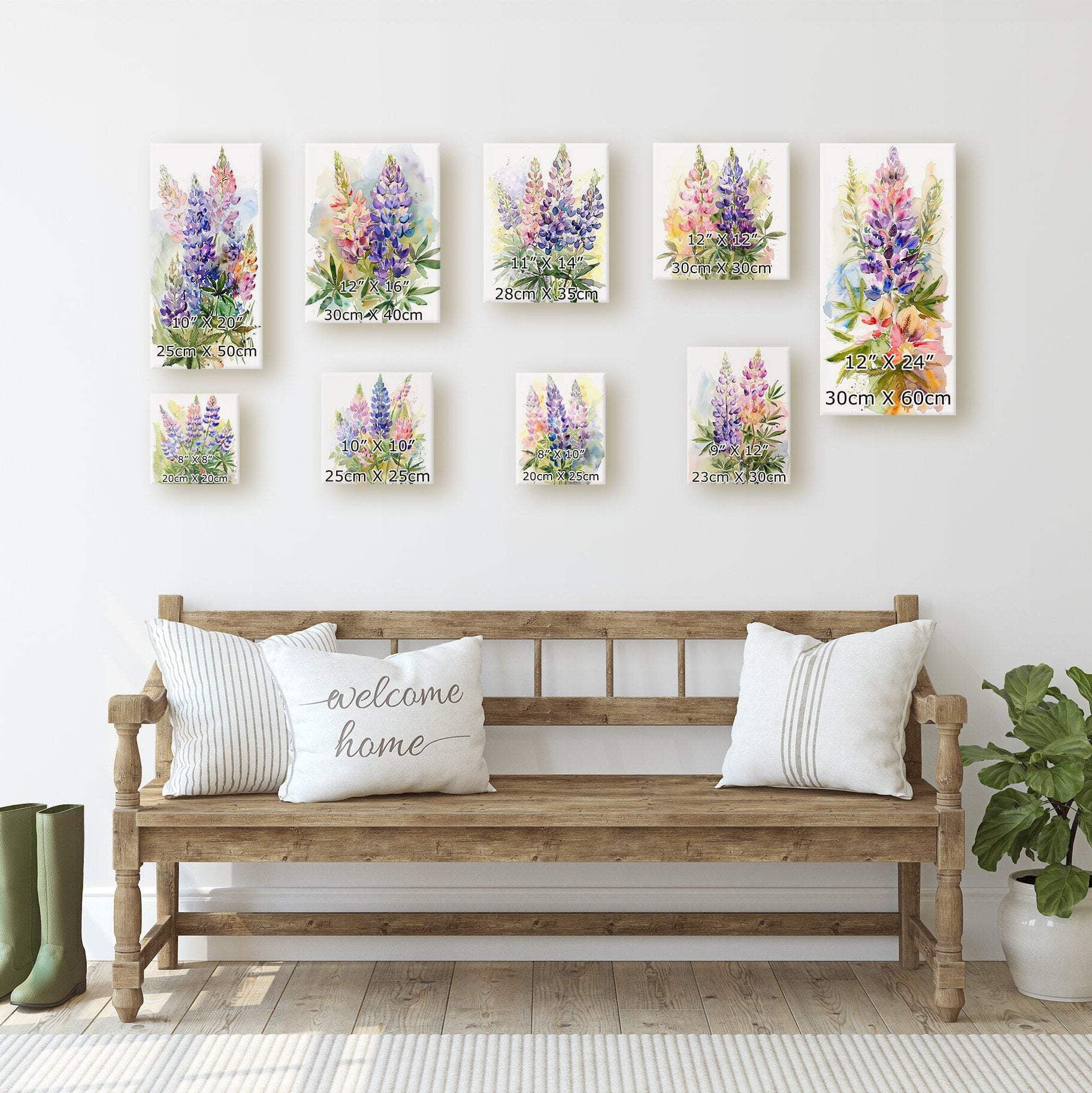 Spring Wall Canvas Sign | UV Print | Lupine Watercolor Floral Decor ...